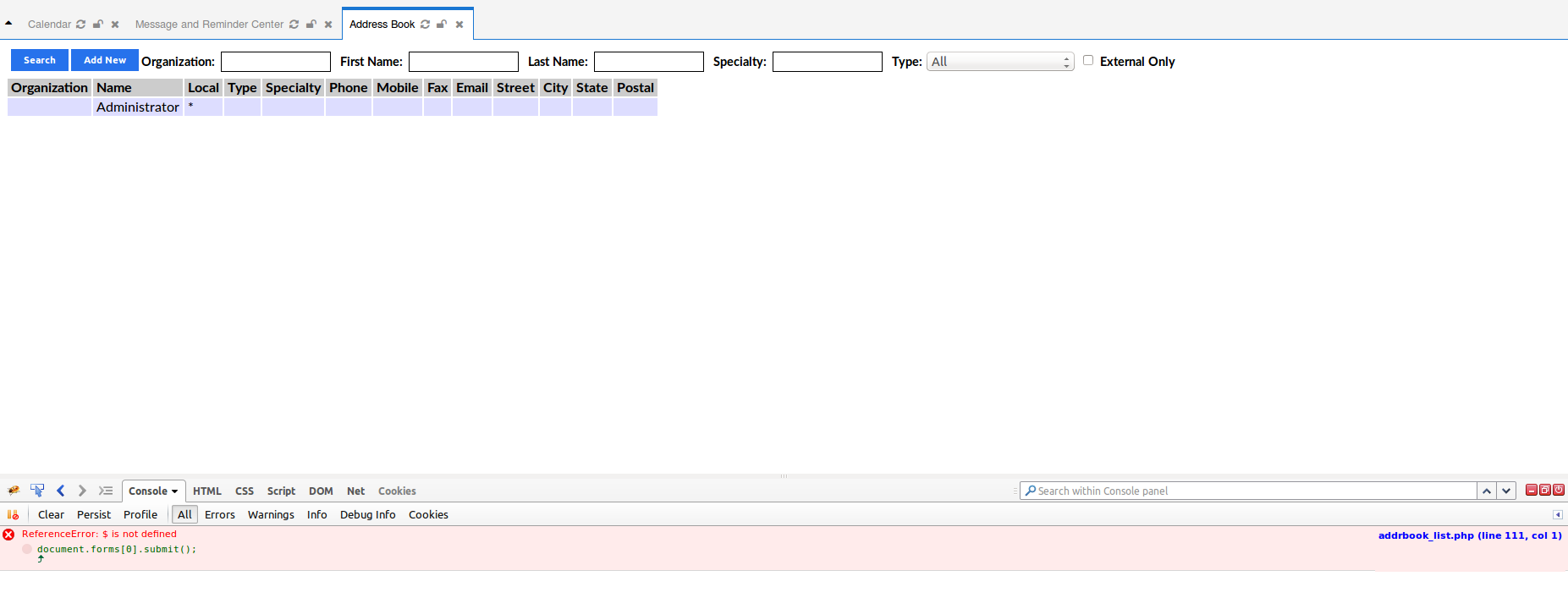 Address Book Jquery Issues - OpenEMR Development - OpenEMR Community